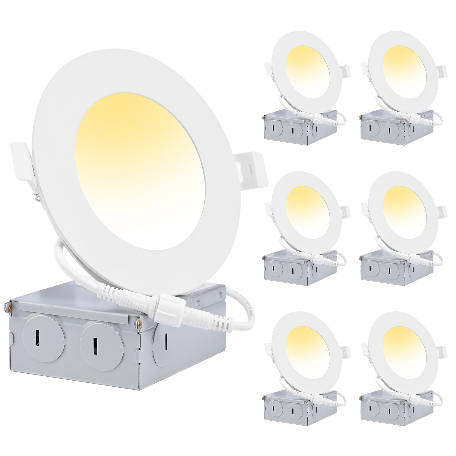 4‘‘ 5CCT WET LED RECESSED SLIM DOWNLIGHTS WITH JUNCTION BOX DIMMABLE IC ...
